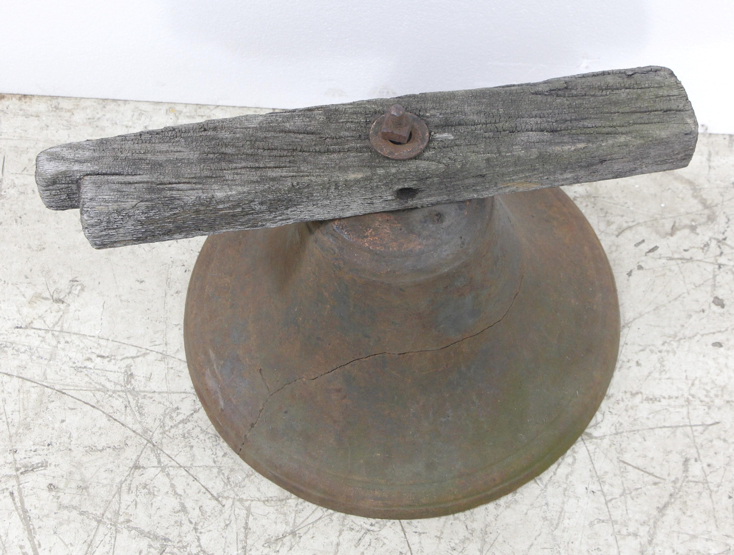 Rustic Cast Iron Liberty Bell Attached Wood For Sale at 1stDibs ...
