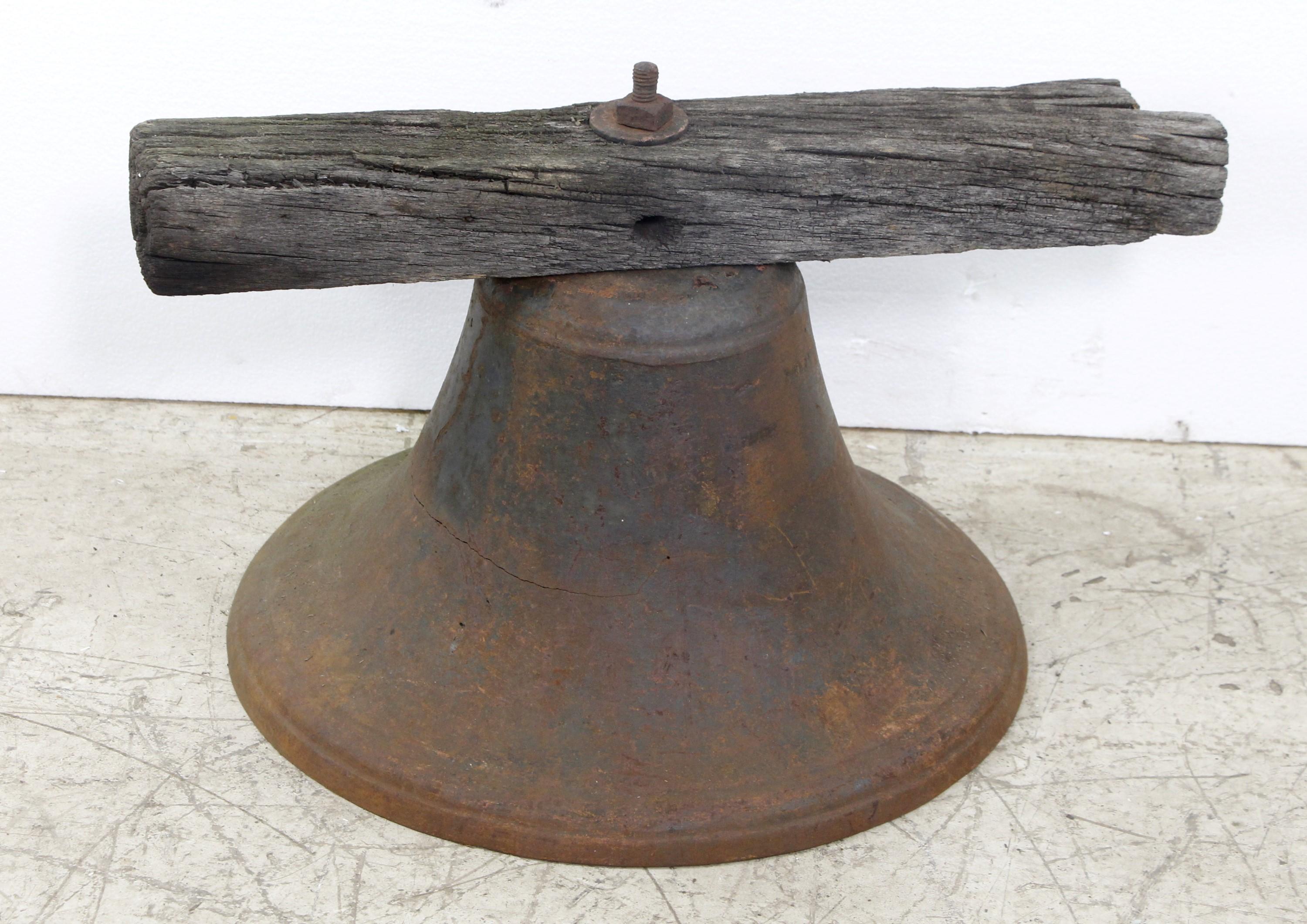 Rustic Cast Iron Liberty Bell Attached Wood For Sale at 1stDibs ...