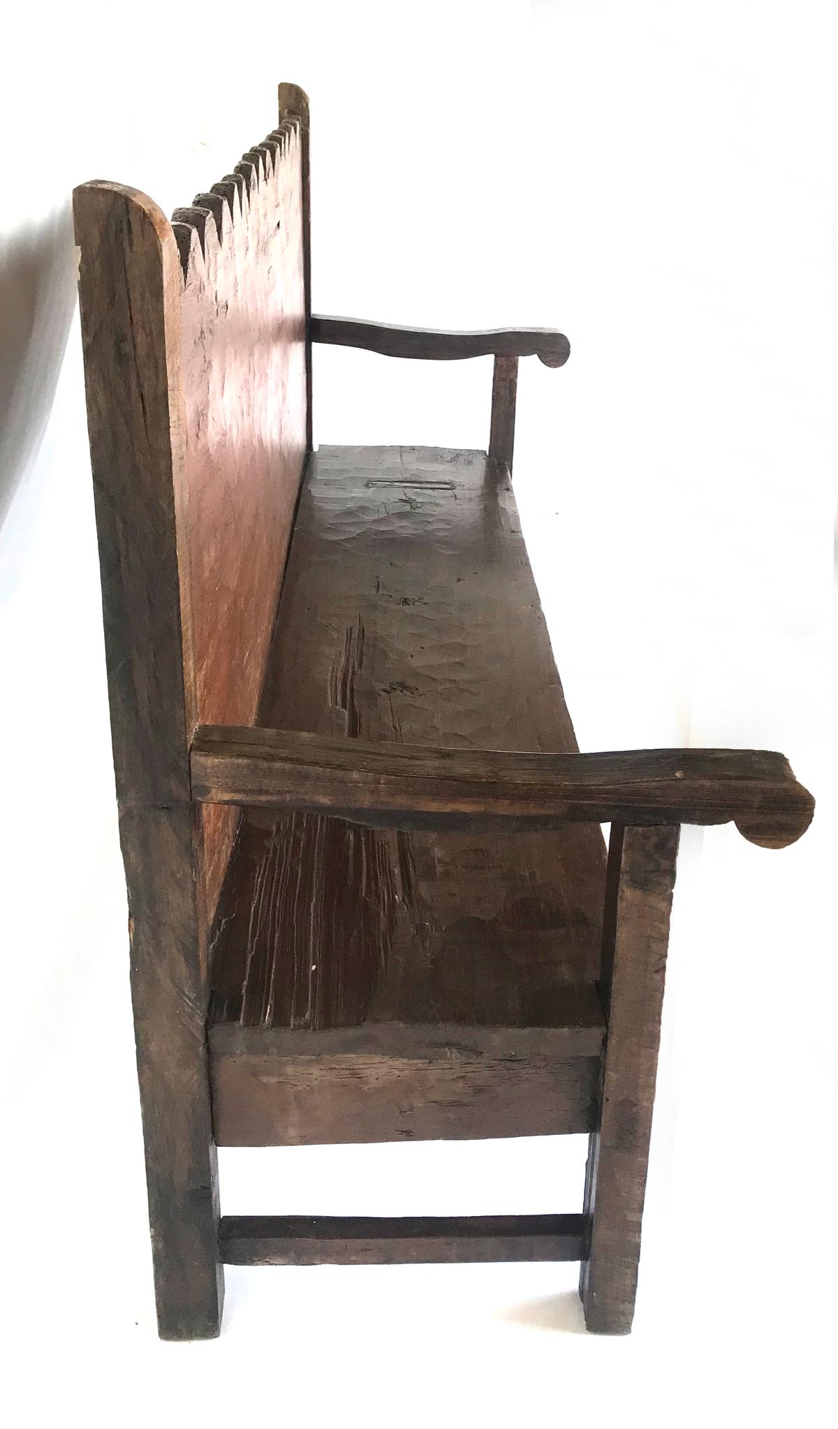 Rustic Chajul Bench With Tall Scalloped Back at 1stDibs | scallop bench ...