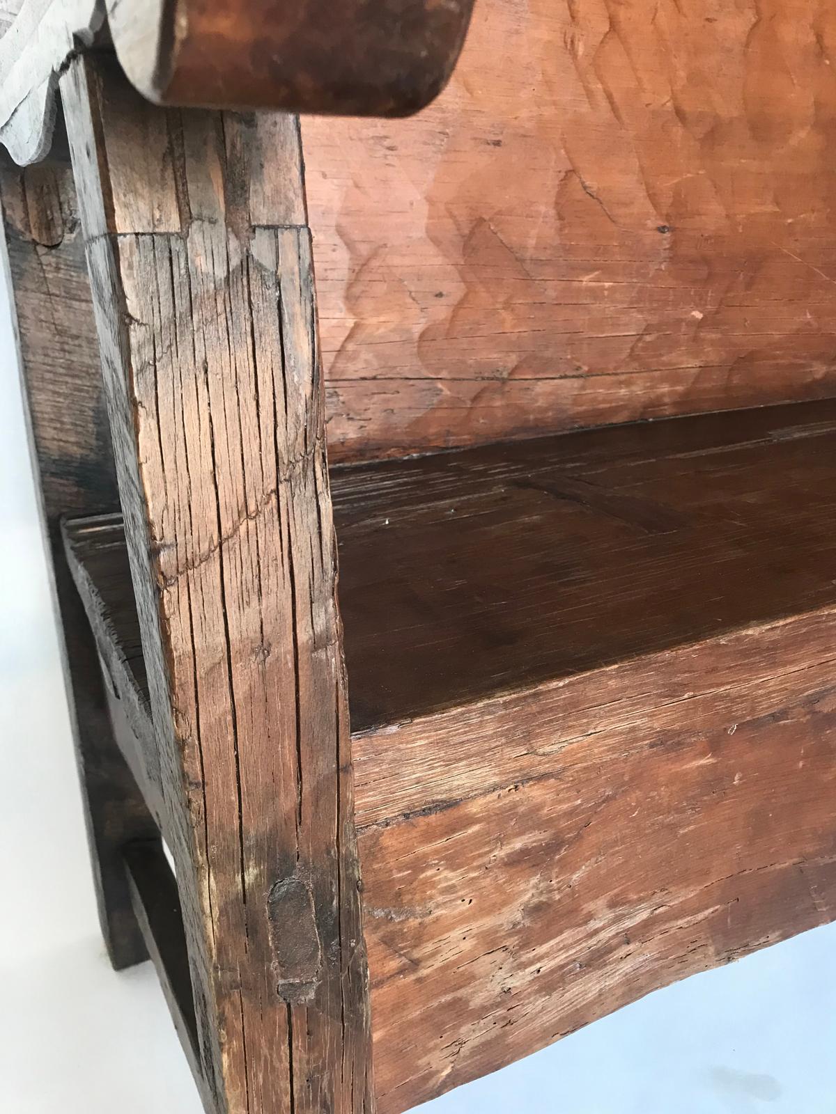Rustic Chajul Bench With Tall Scalloped Back at 1stDibs | scallop bench ...