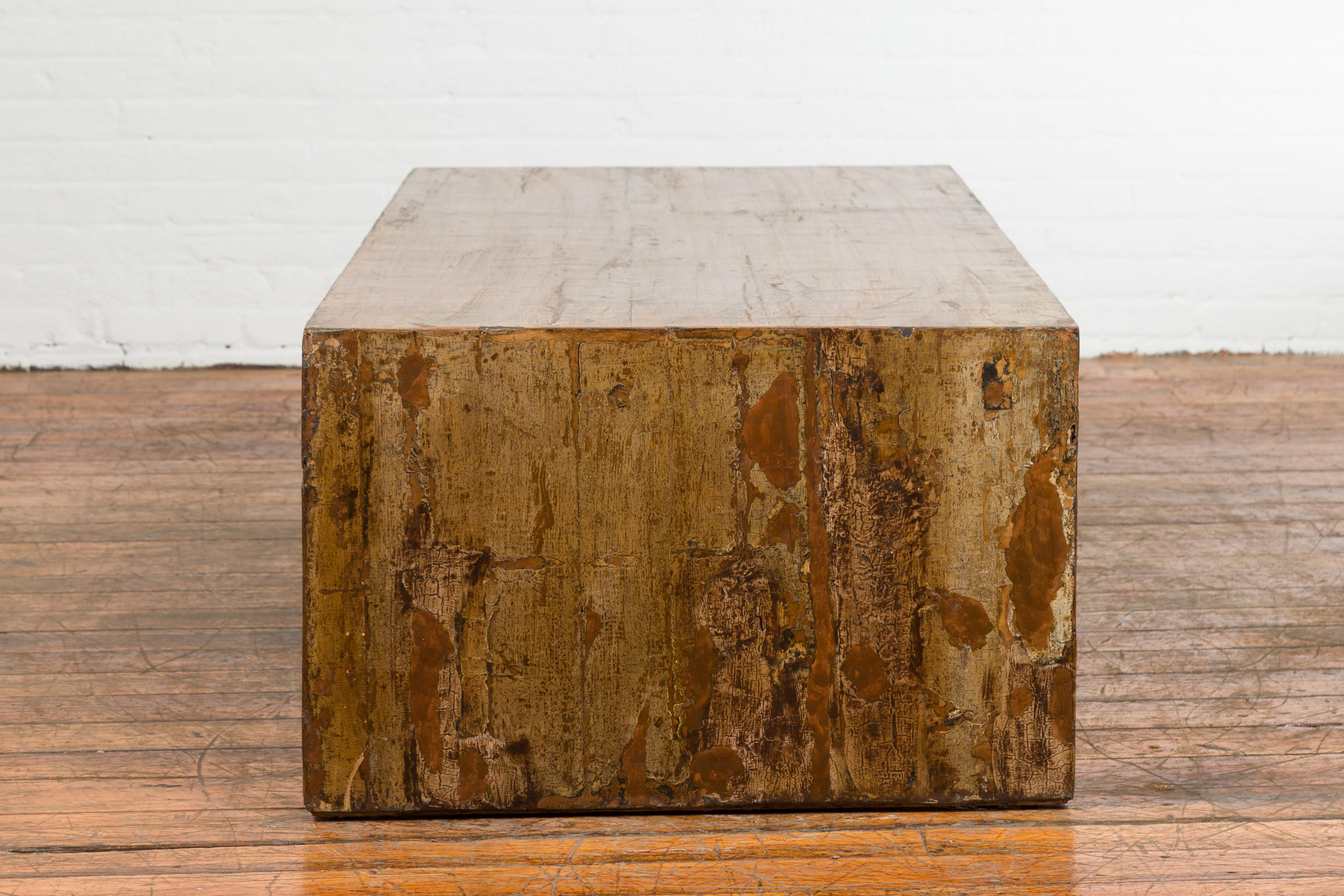 Rustic Chinese Vintage Coffee Table with Unusual Distressed Patina at 1stDibs