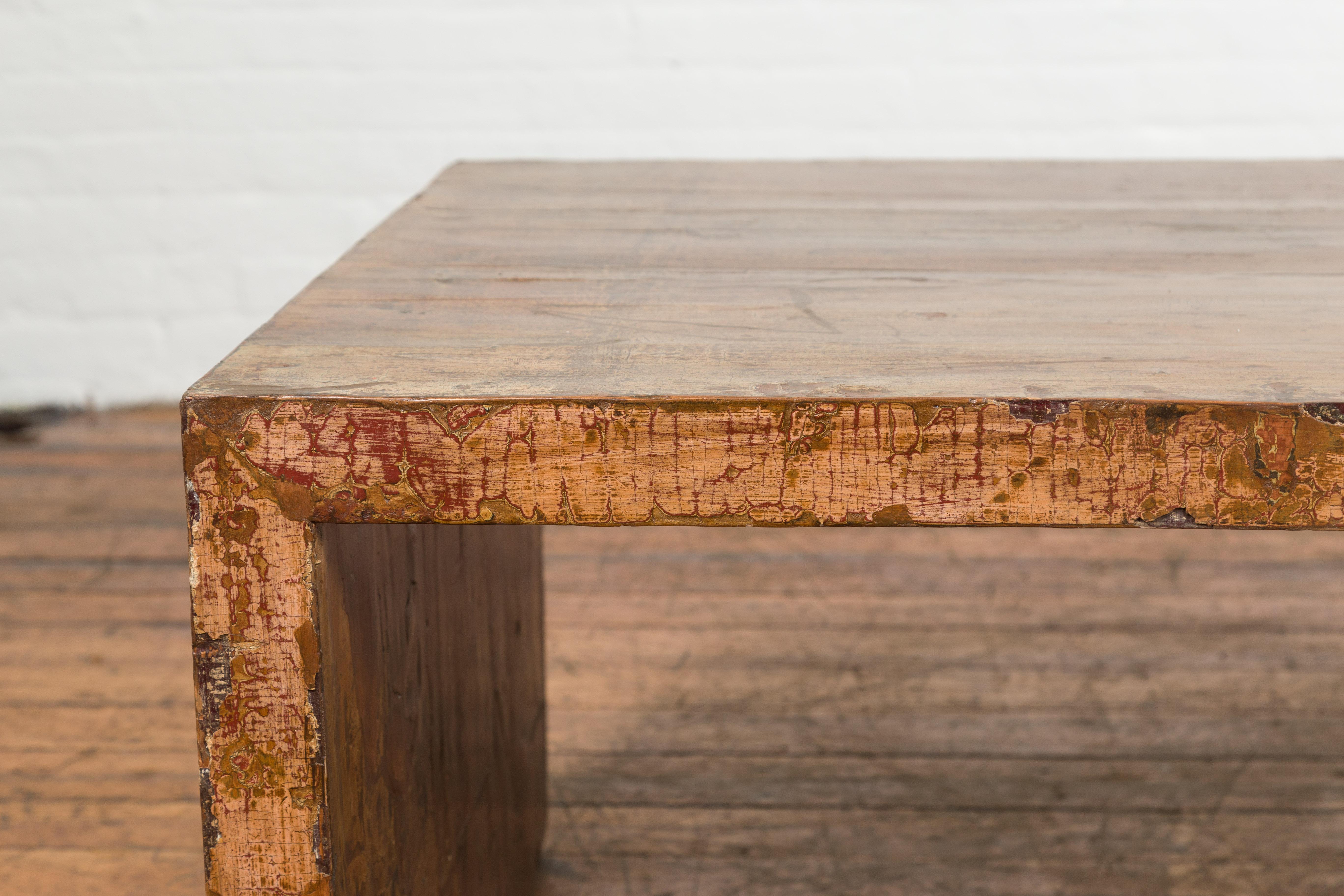 Rustic Chinese Vintage Coffee Table with Unusual Distressed Patina at 1stDibs