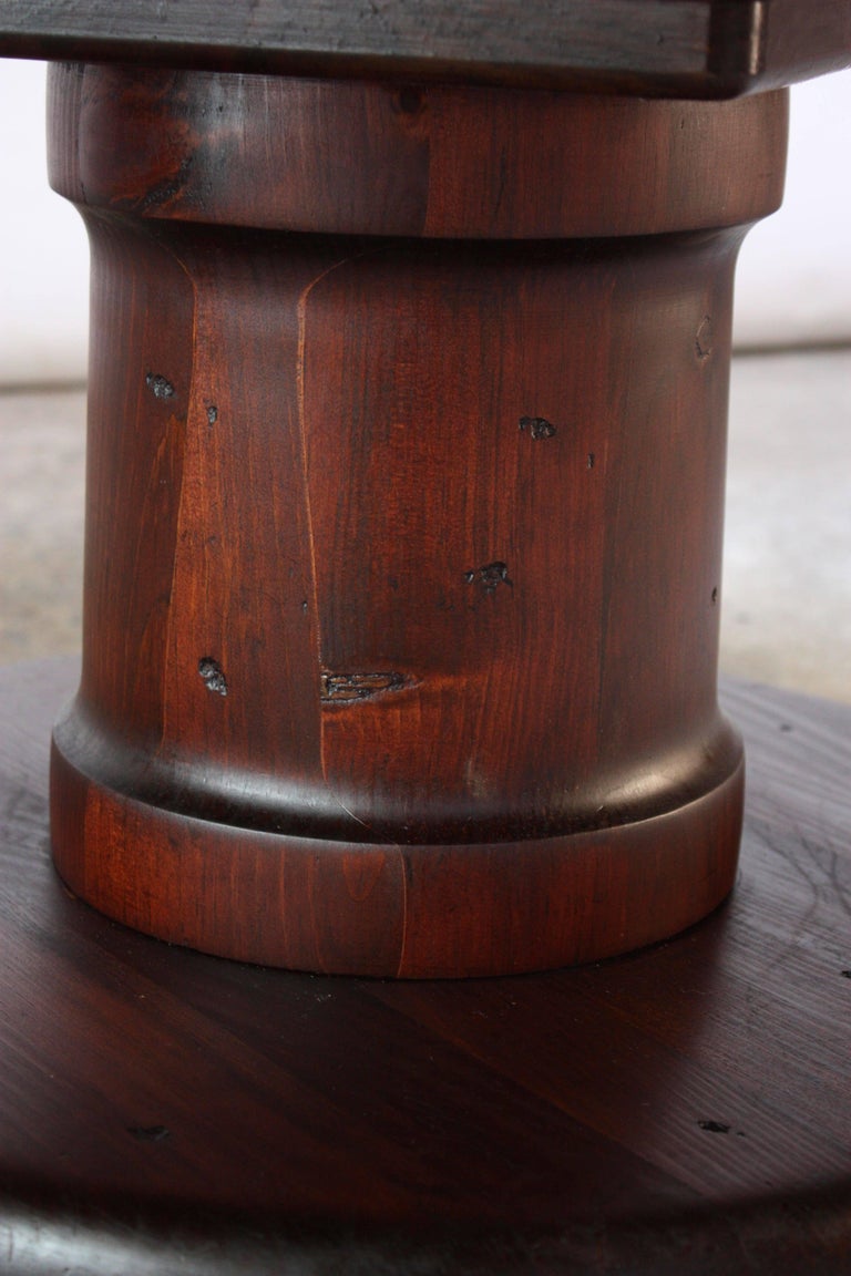 Rustic 'Cog' Swiveling Coffee Table in Stained Pine at 1stDibs