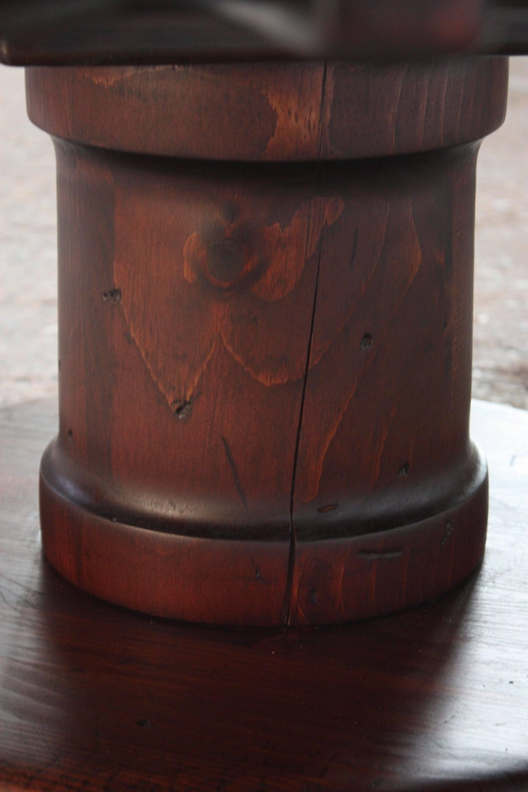 Rustic 'Cog' Swiveling Coffee Table in Stained Pine at 1stDibs