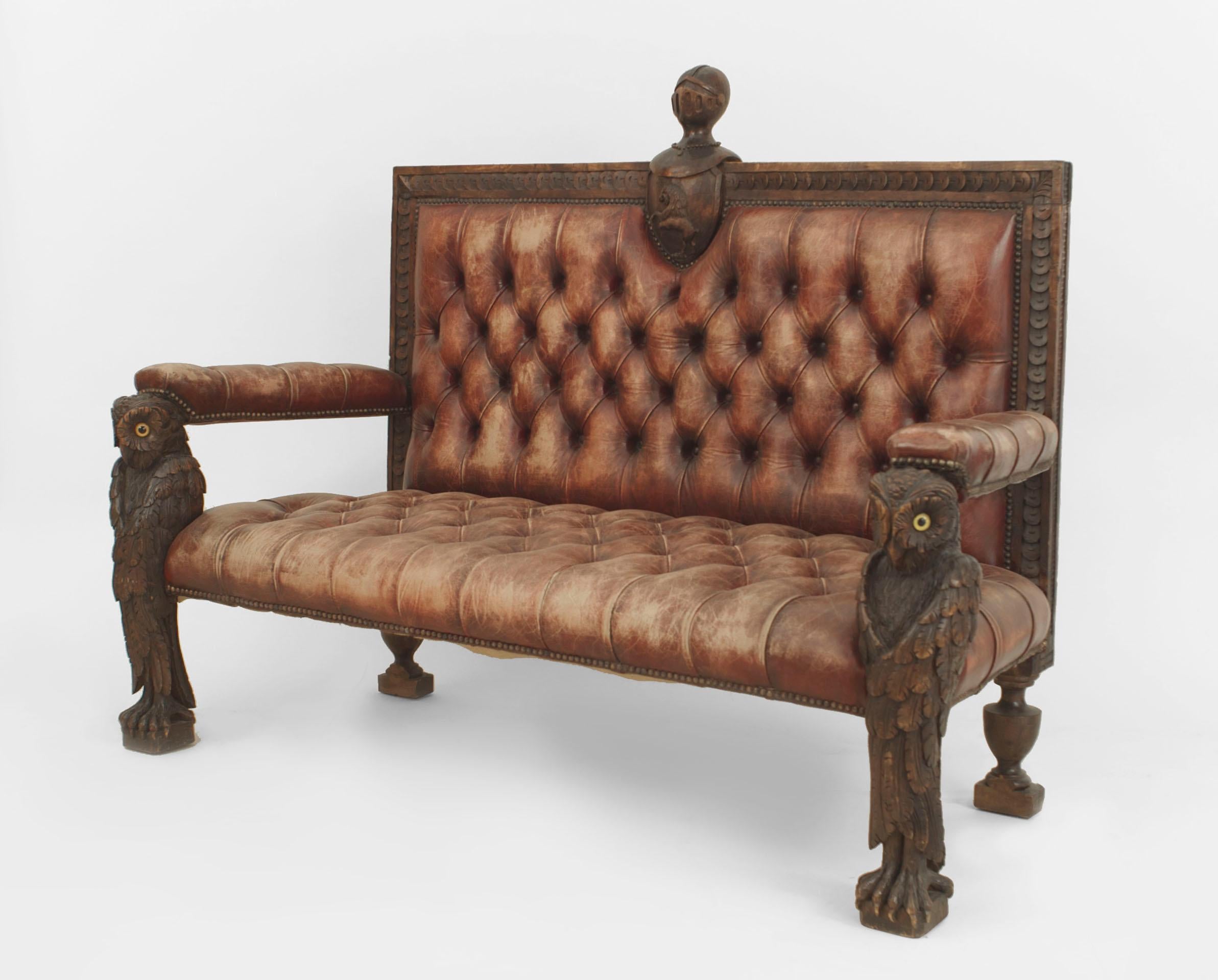 Rustic Continental Leather Living Room Set at 1stDibs