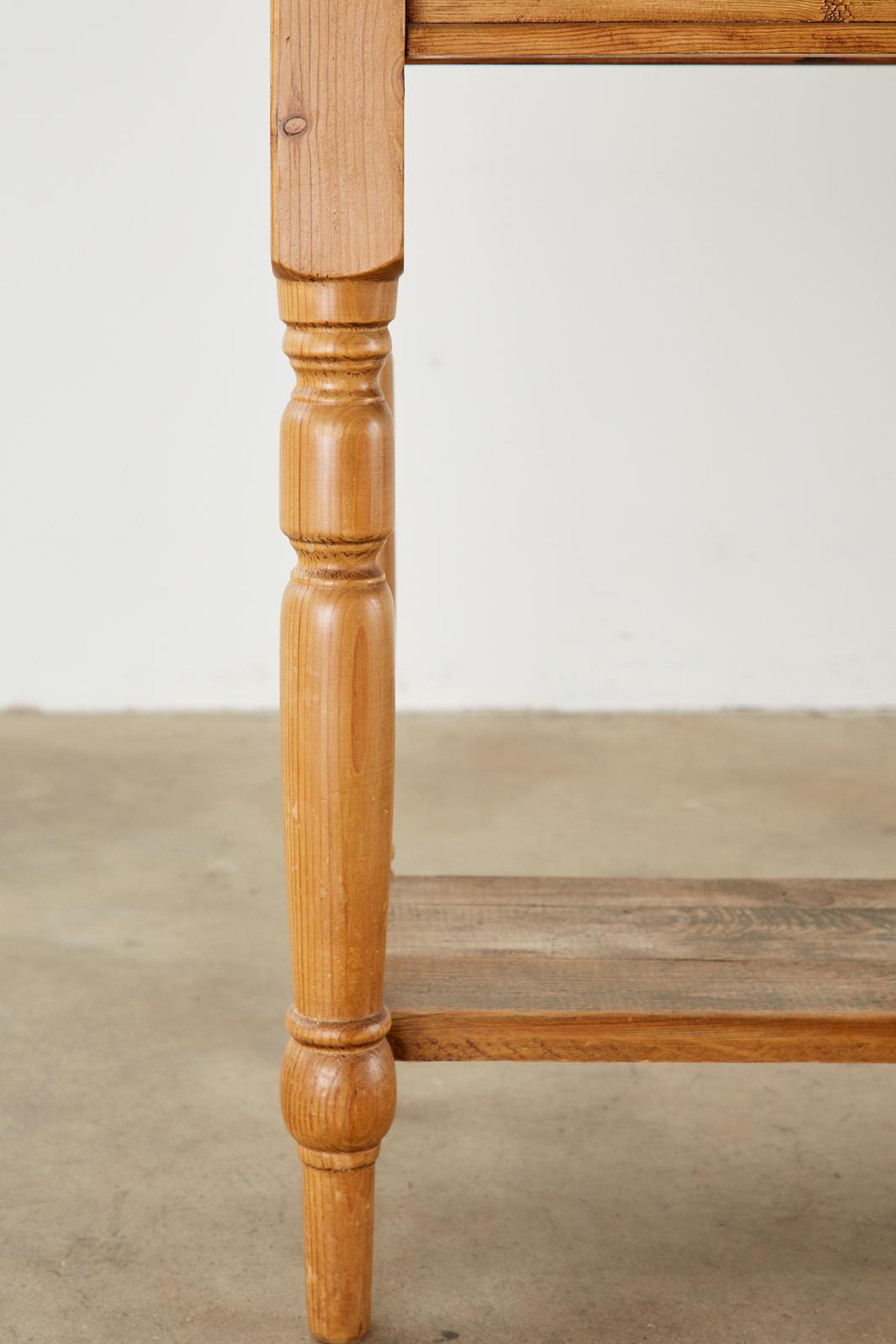 Rustic Country American Pine Three-Drawer Console Table at 1stDibs ...