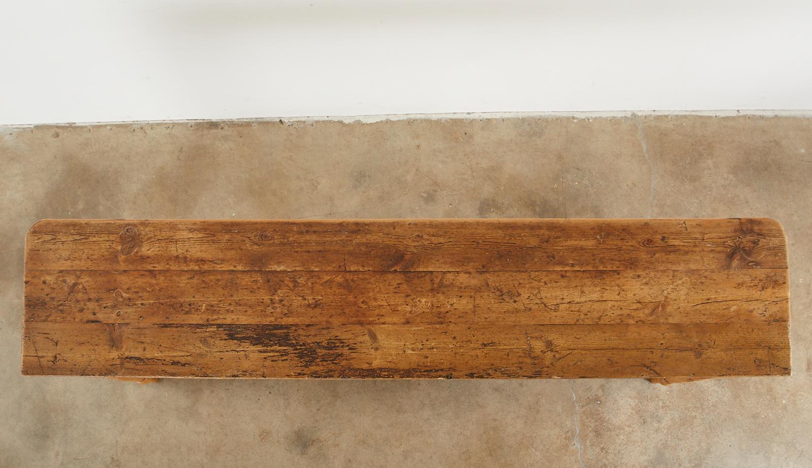 Rustic Country American Pine Three-Drawer Console Table at 1stDibs ...
