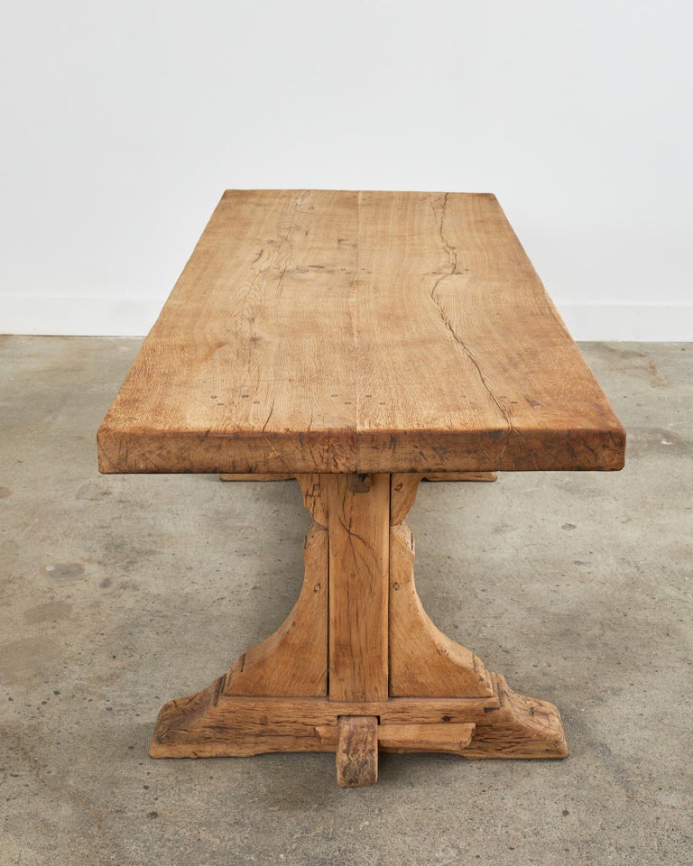 Rustic Country French Farmhouse Bleached Oak Trestle Dining Table For ...