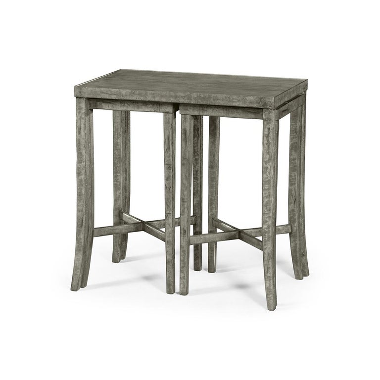 Rustic Country Nesting Tables, Dark Grey For Sale at 1stDibs