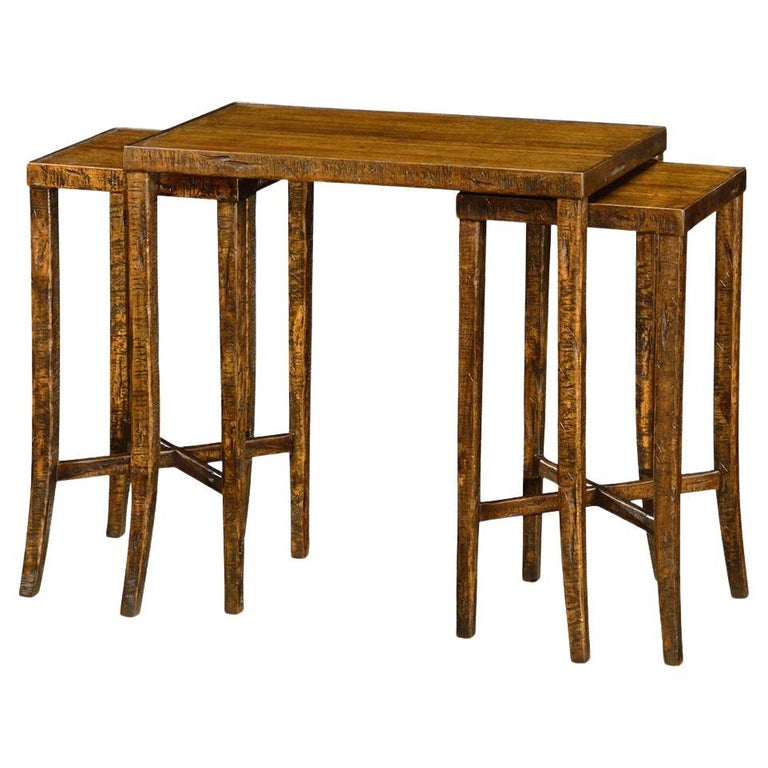 Rustic Country Nesting Tables, Walnut Finish For Sale at 1stDibs