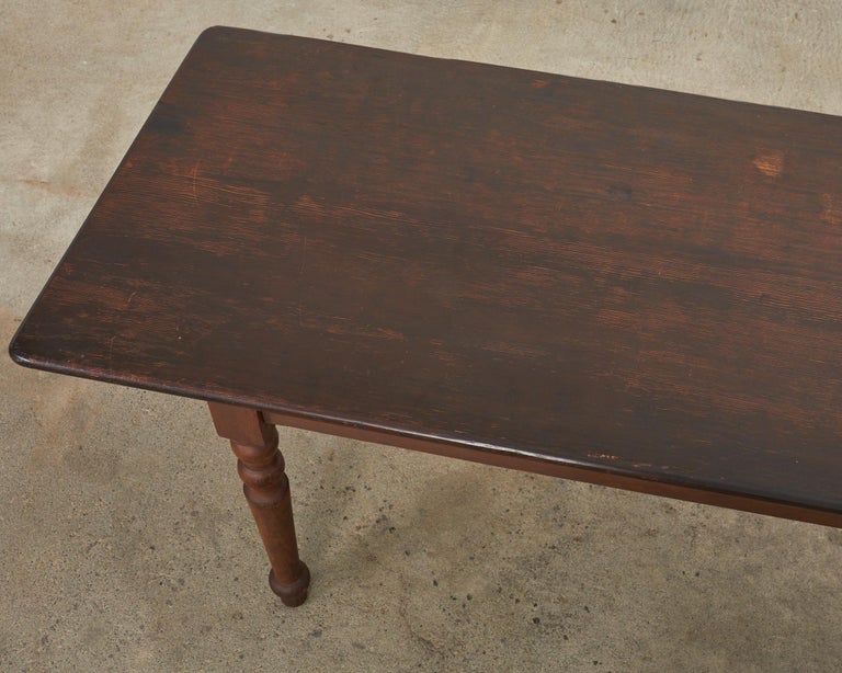 Rustic Country Pine American Farmhouse Dining Harvest Table at 1stDibs