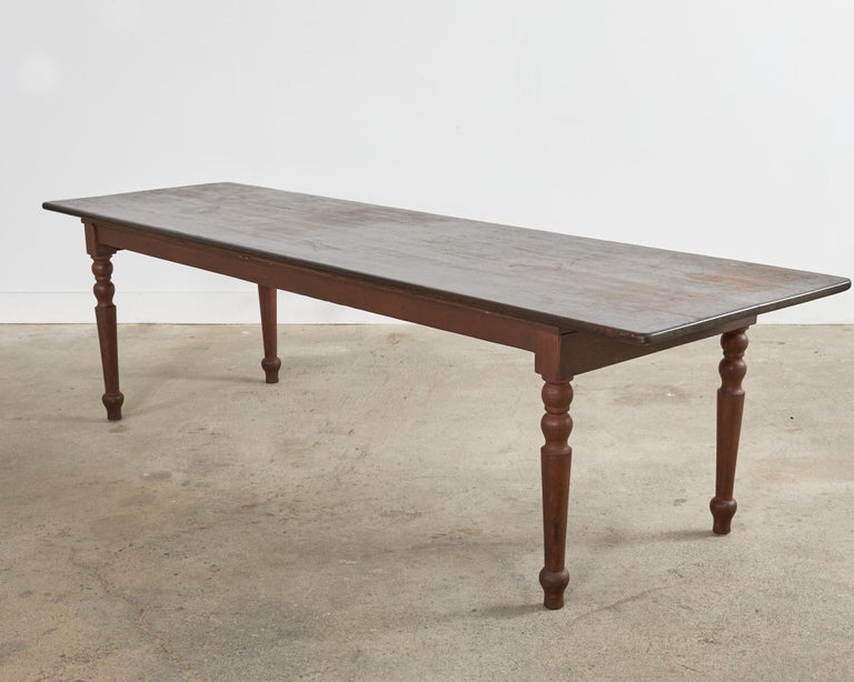 Rustic Country Pine American Farmhouse Dining Harvest Table at 1stDibs