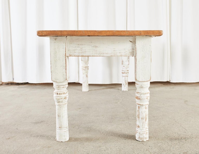 Rustic Country Reclaimed Painted Pine Farmhouse Dining Table For Sale ...