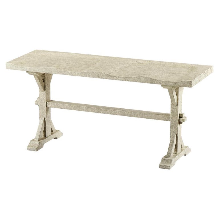 Rustic Country Whitewash Driftwood Bench For Sale at 1stDibs