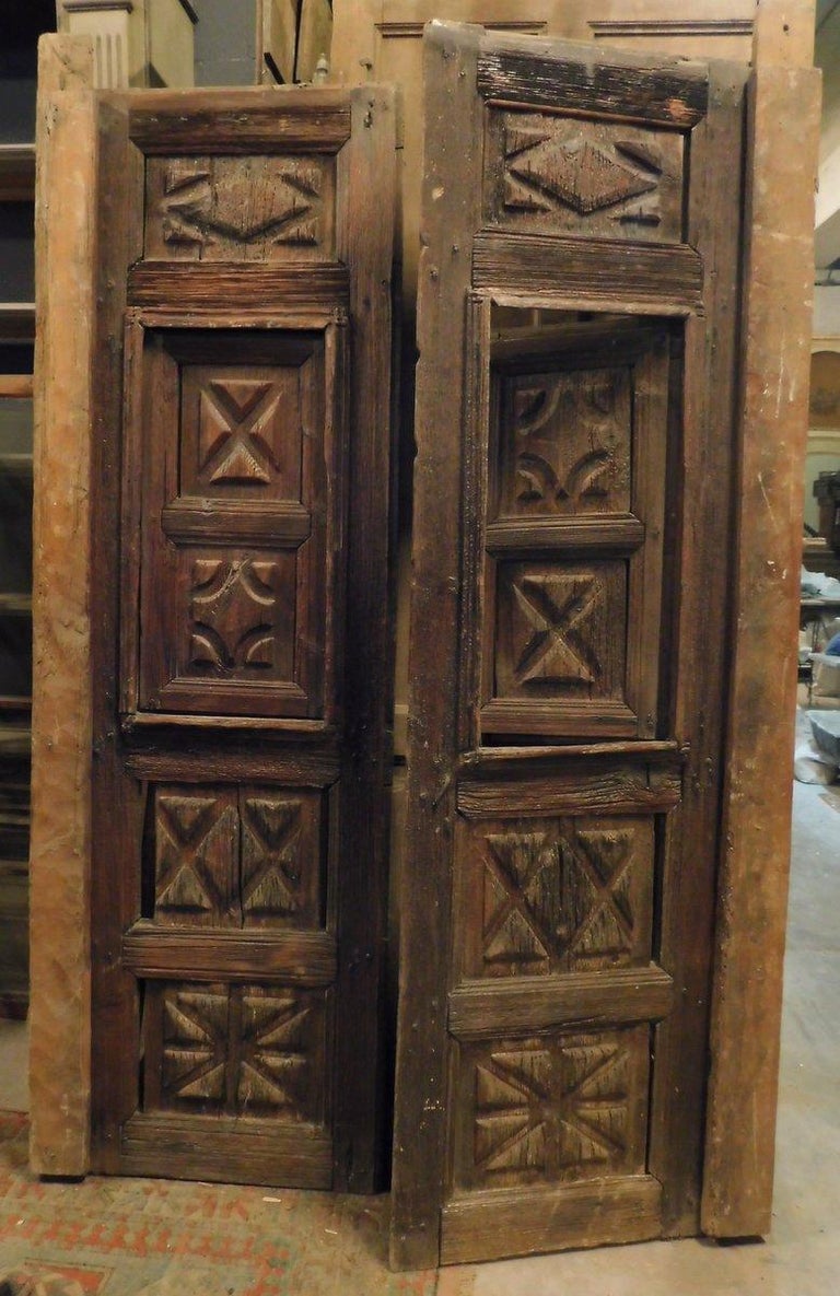Rustic Door in Carved Larch Wood for Shop with Opening Window, '700 ...