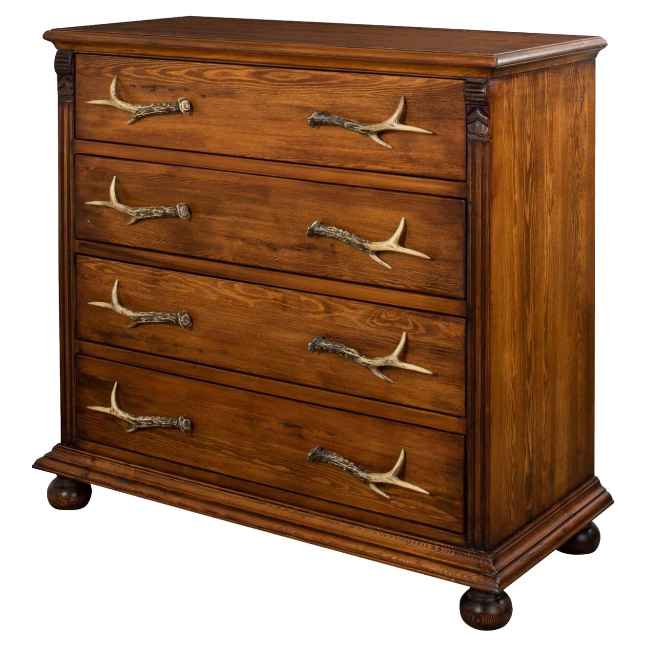 Rustic Dresser with Antler Handles For Sale at 1stDibs | antler knobs ...