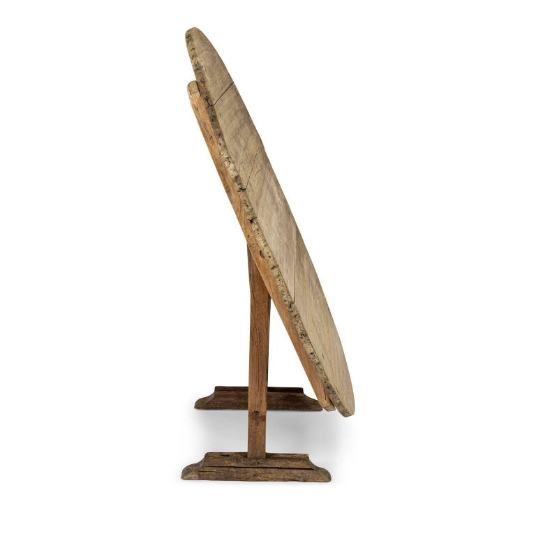 Rustic Sun-Bleached Early Oval-Shape Tilt-Top Table For Sale at 1stDibs