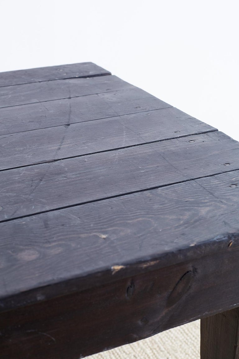Rustic Ebonized Pine Farmhouse Dining Table at 1stDibs