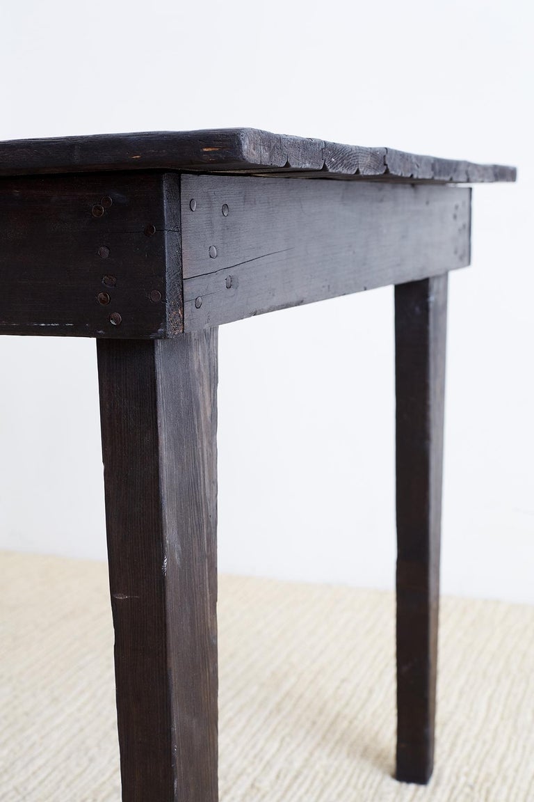 Rustic Ebonized Pine Farmhouse Dining Table at 1stDibs