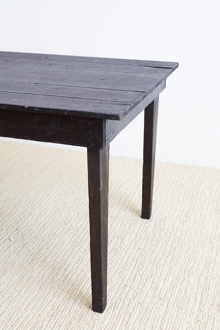 Rustic Ebonized Pine Farmhouse Dining Table at 1stDibs