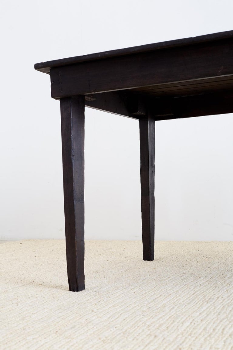 Rustic Ebonized Pine Farmhouse Dining Table at 1stDibs