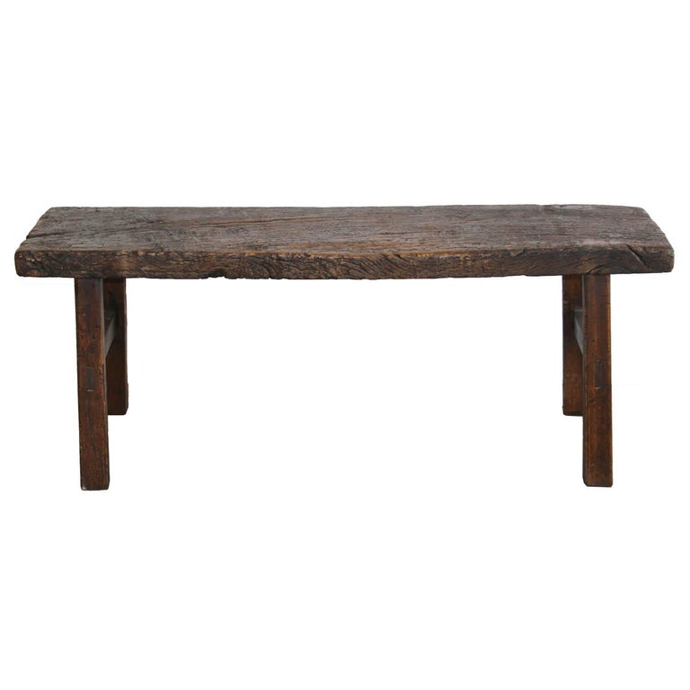 Rustic Elm Bench at 1stDibs