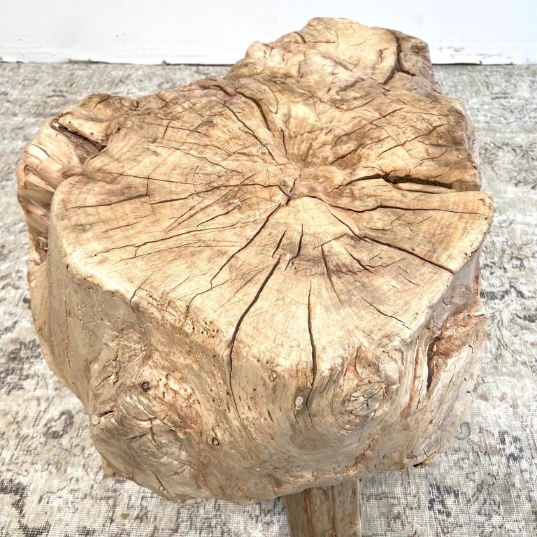 Rustic Elm Wood Stump Side Table For Sale at 1stDibs
