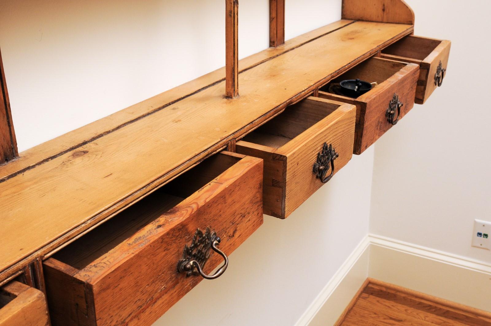 Rustic English 1820s Georgian Period Pine Plate Rack with Five Low ...