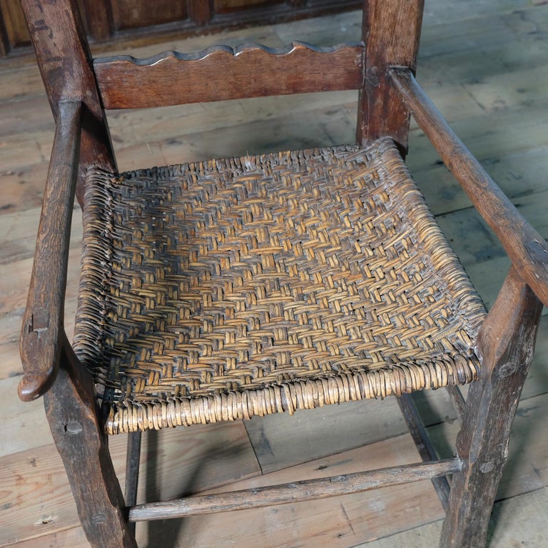 Rustic European Folk Art Chair, Vernacular and Primitive, Woven Seat at ...