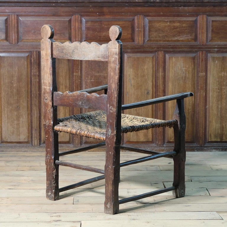 Rustic European Folk Art Chair, Vernacular and Primitive, Woven Seat at ...