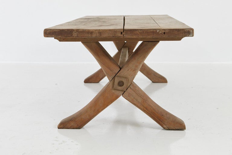 Rustic Farm Style Rectangular Oak Cocktail Table with X Shape Legs ...