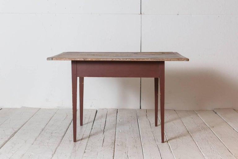 Rustic Farmhouse Rectangular Farm Table with Red Base with Natural ...