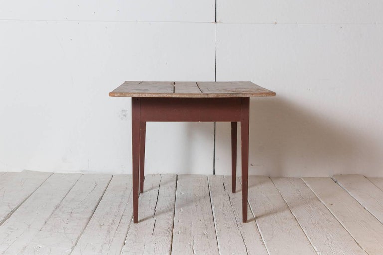 Rustic Farmhouse Rectangular Farm Table with Red Base with Natural ...