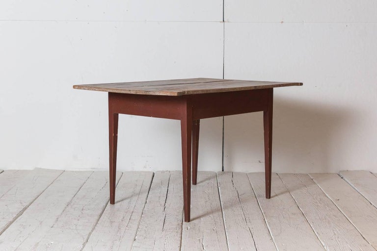 Rustic Farmhouse Rectangular Farm Table with Red Base with Natural ...