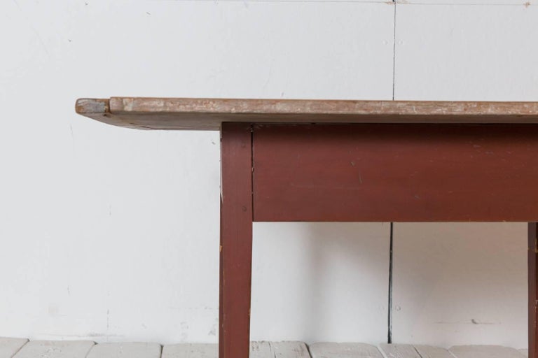 Rustic Farmhouse Rectangular Farm Table with Red Base with Natural ...