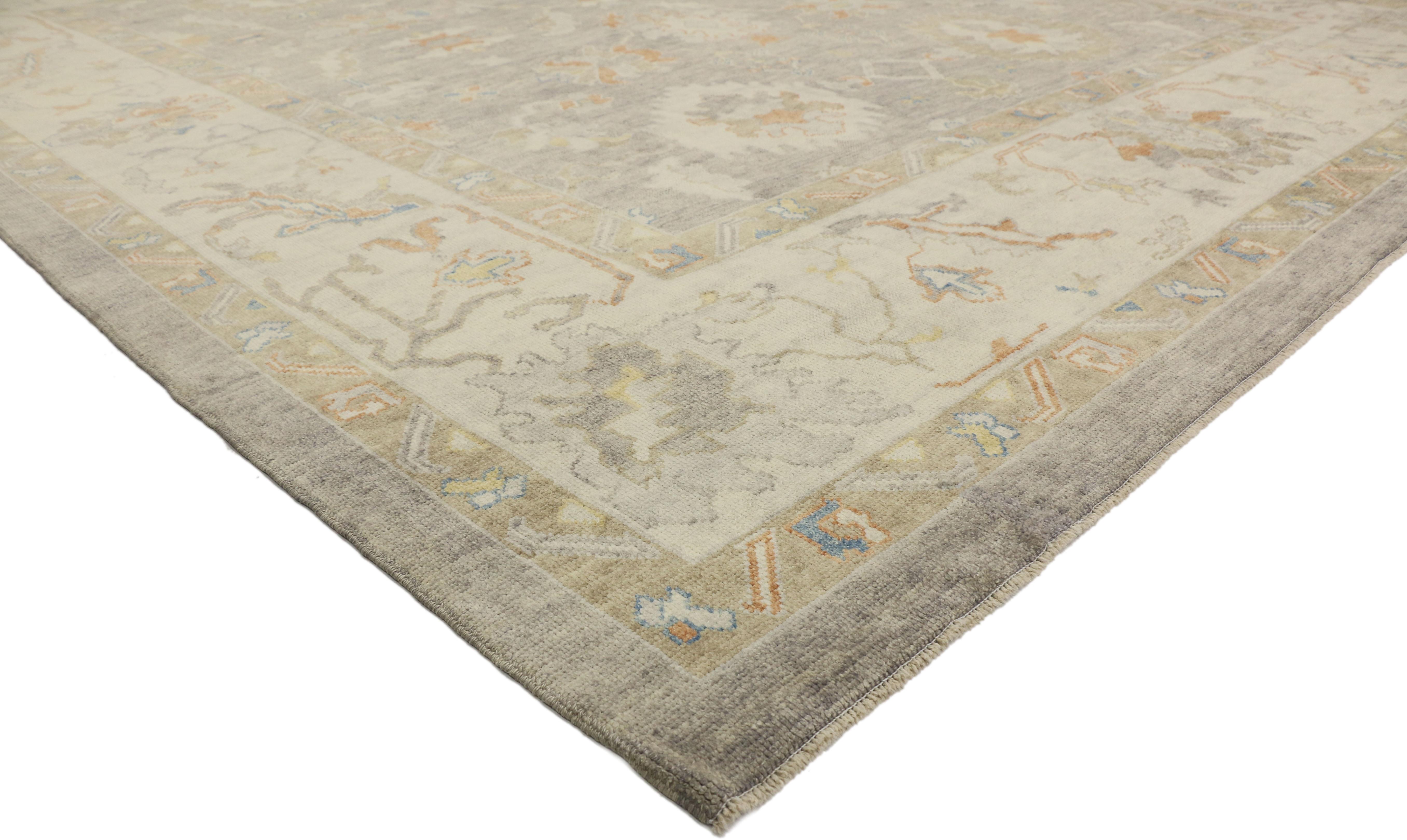 Rustic Farmhouse New Turkish Oushak Area Rug with Colorful Geometric ...