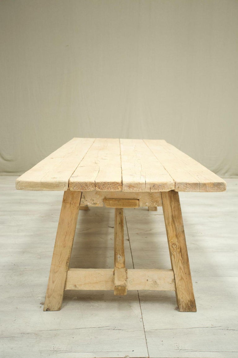 Rustic 'Farmhouse' Pine Dining Table, 4 Legged For Sale at 1stDibs