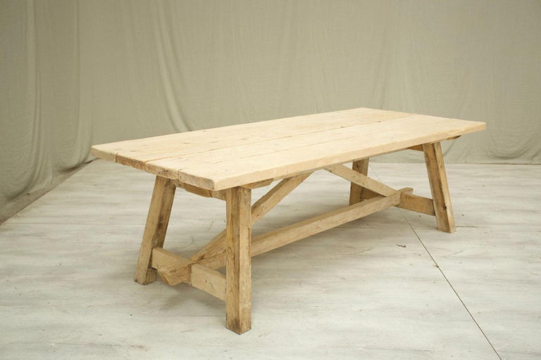 Rustic 'Farmhouse' Pine Dining Table, 4 Legged For Sale at 1stDibs