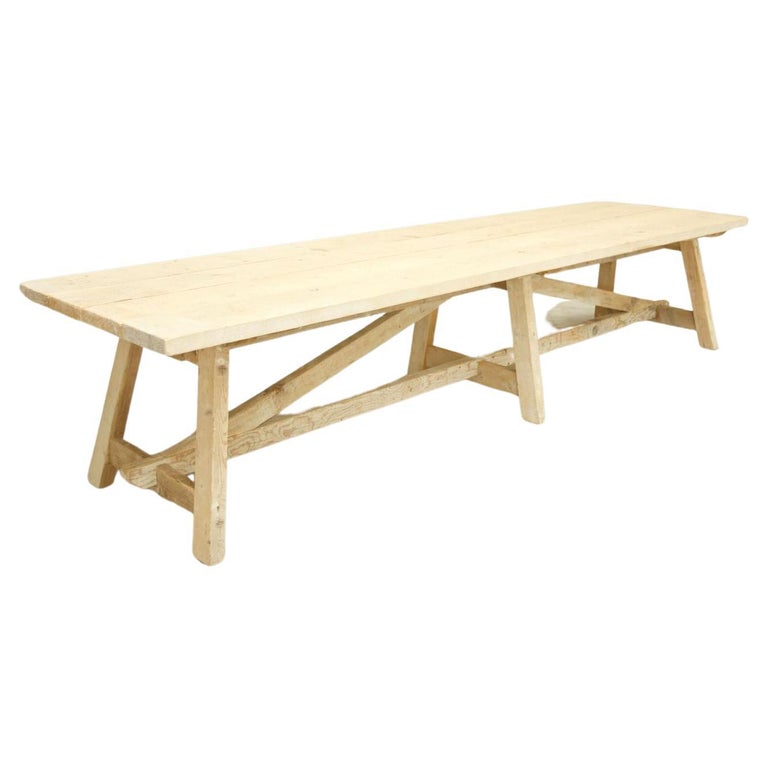 Rustic 'Farmhouse' Pine Dining Table, 6 Legged For Sale at 1stDibs