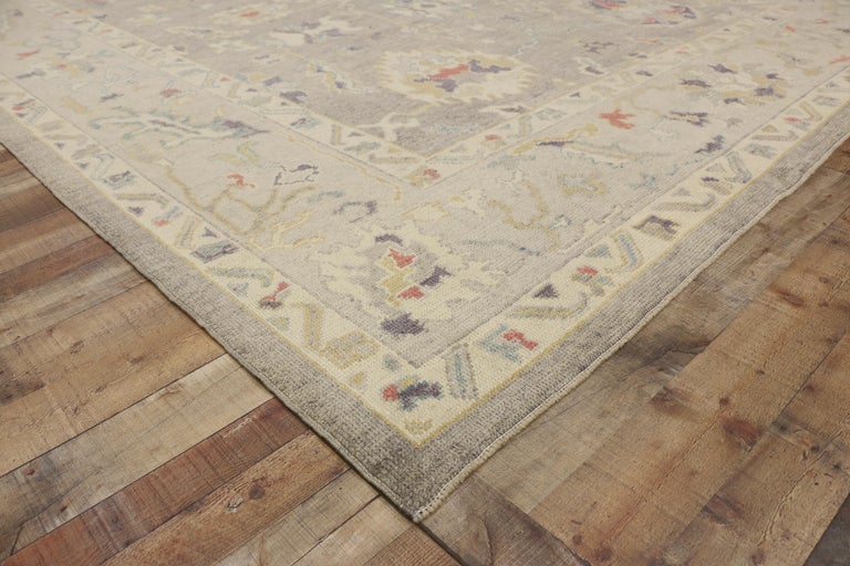 Rustic Farmhouse Style Turkish Oushak Area Rug with Large Geometric ...