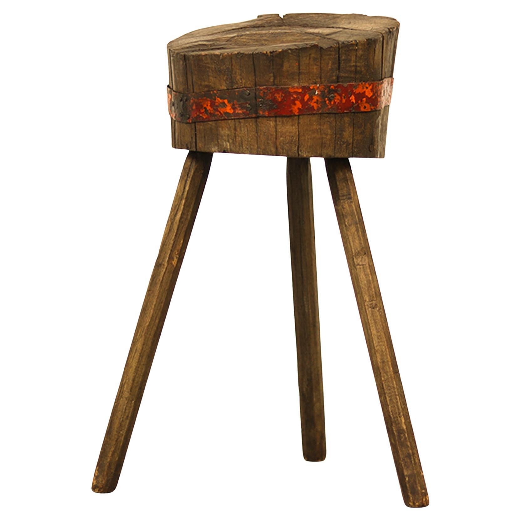 Rustic Farmhouse Wabi Sabi Primitive Chopping Block / Side Table For Sale at 1stDibs