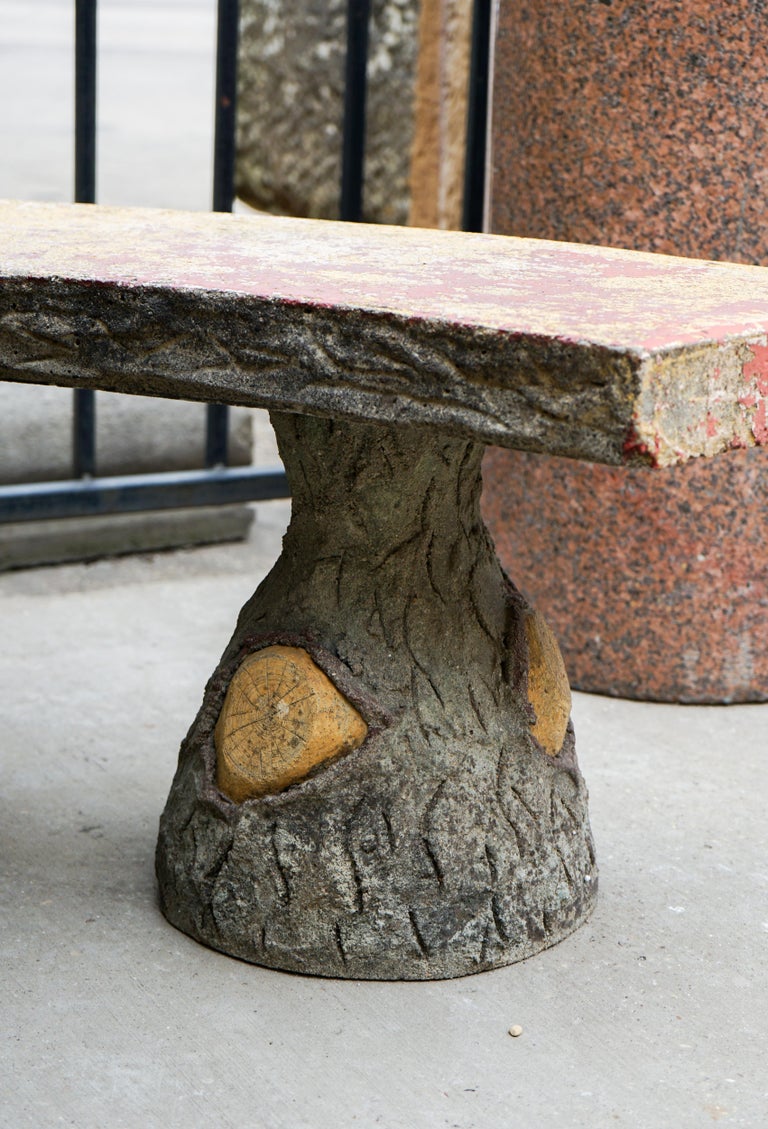 Rustic Faux Bois Table and Bench Set at 1stDibs