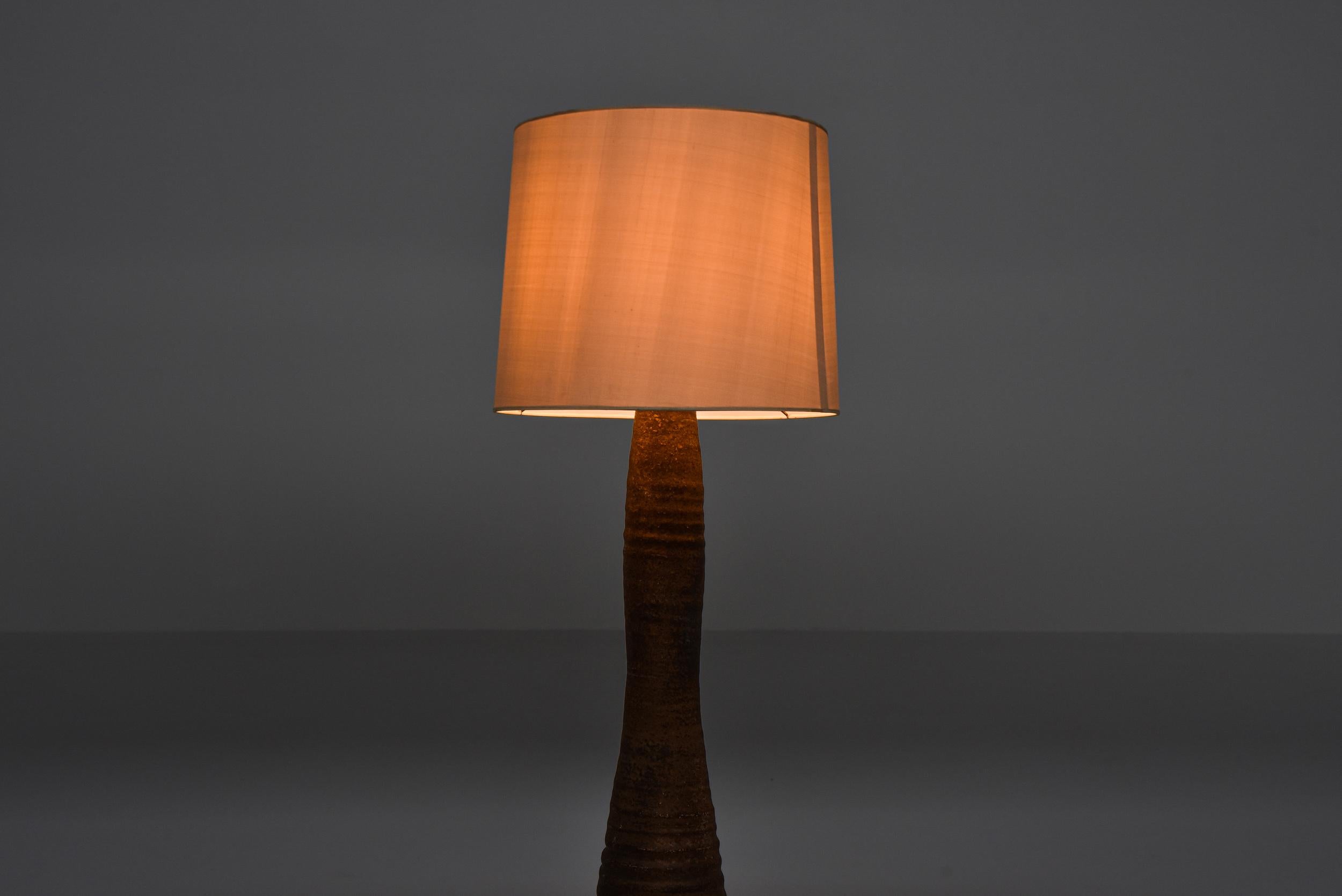 Rustic Floor Lamp with Ceramic Base, Mid-Century Modern, Organic, 1940 ...