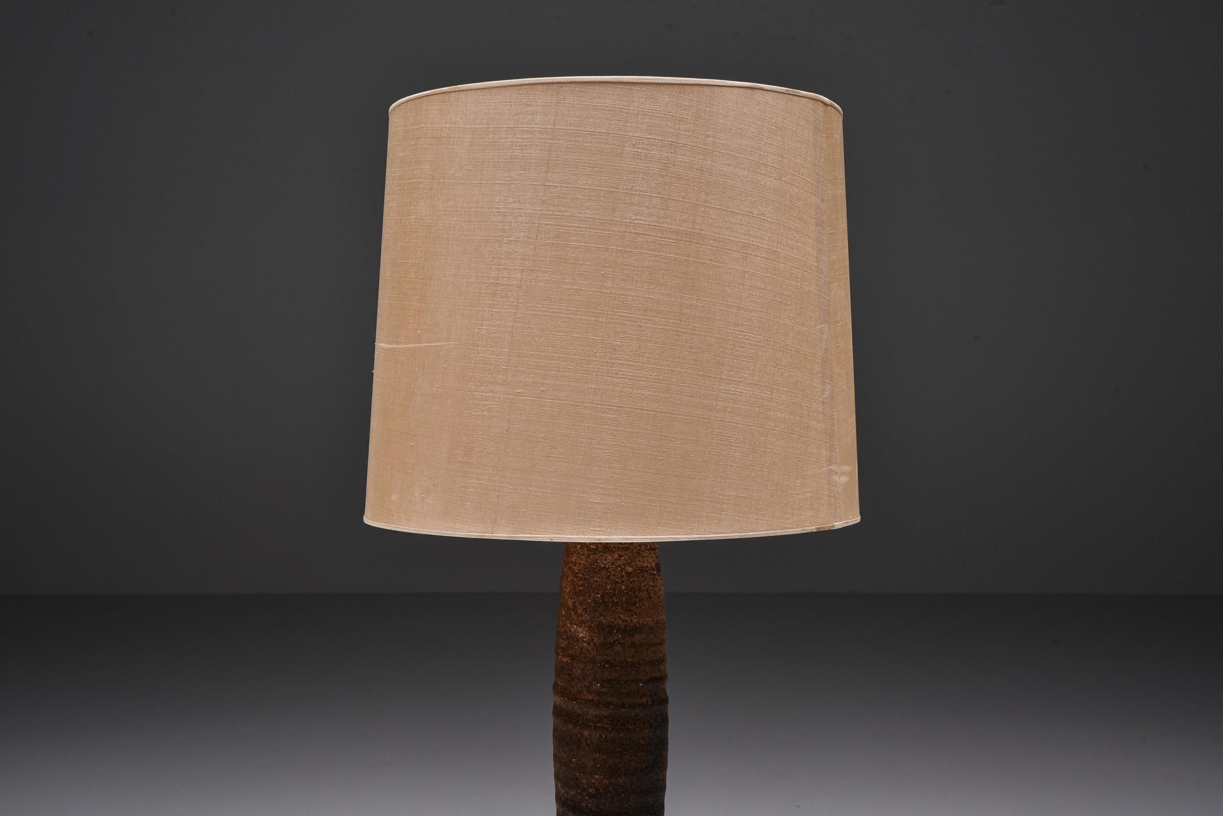 Rustic Floor Lamp with Ceramic Base, Mid-Century Modern, Organic, 1940 ...