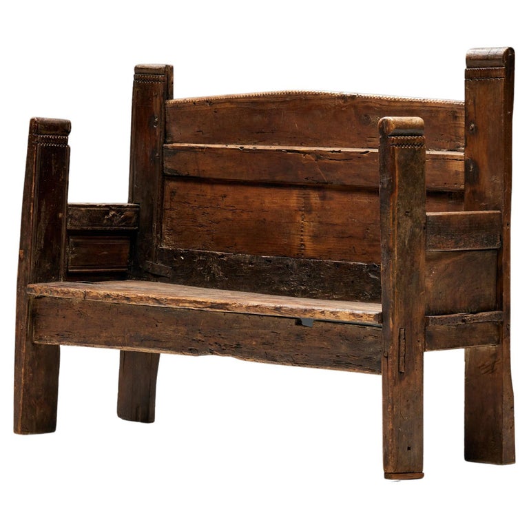 Rustic Folk Art Bench, Spain, 19th Century For Sale at 1stDibs