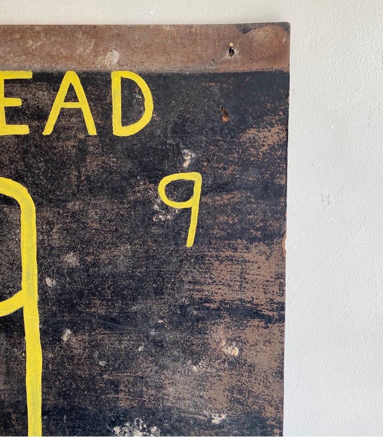 Rustic Folk Art Hand Painted Gas Station Sign For Sale at 1stDibs