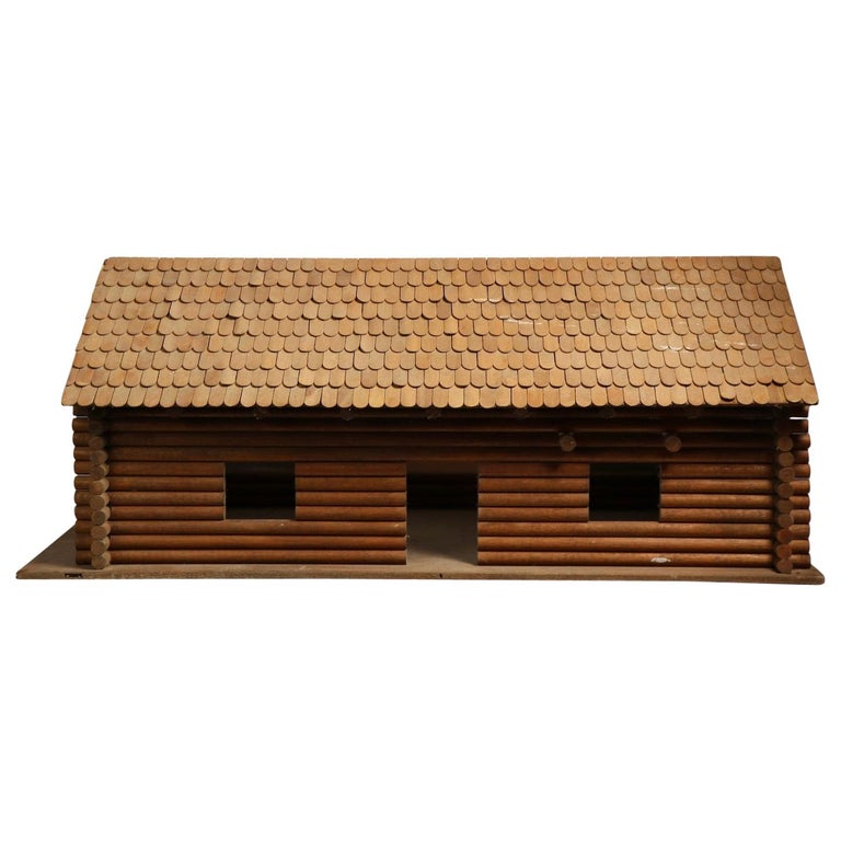 Rustic Folk Art Model Log Cabin at 1stDibs