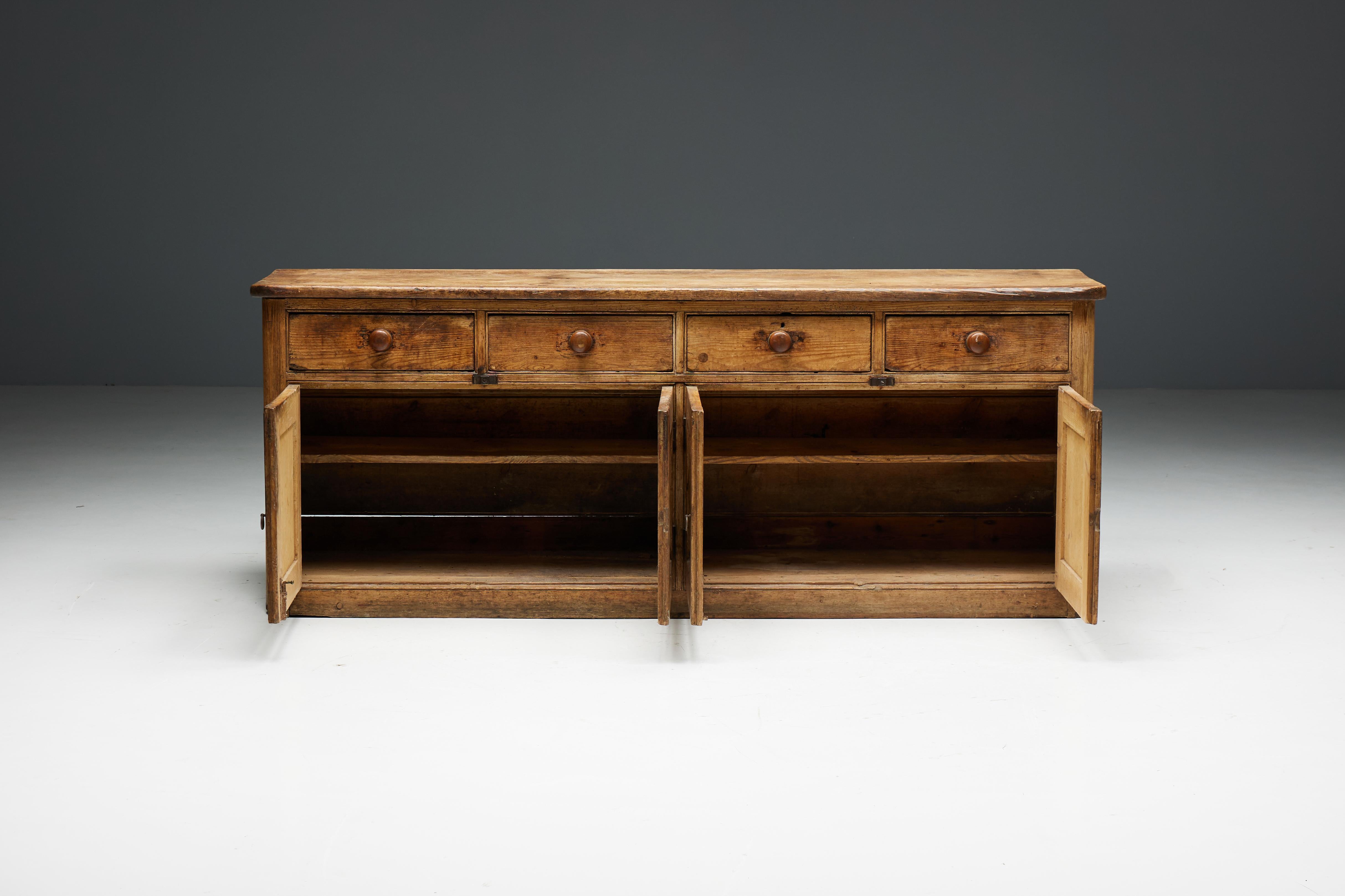 Rustic Folk Art Sideboard, France, 19th Century For Sale at 1stDibs