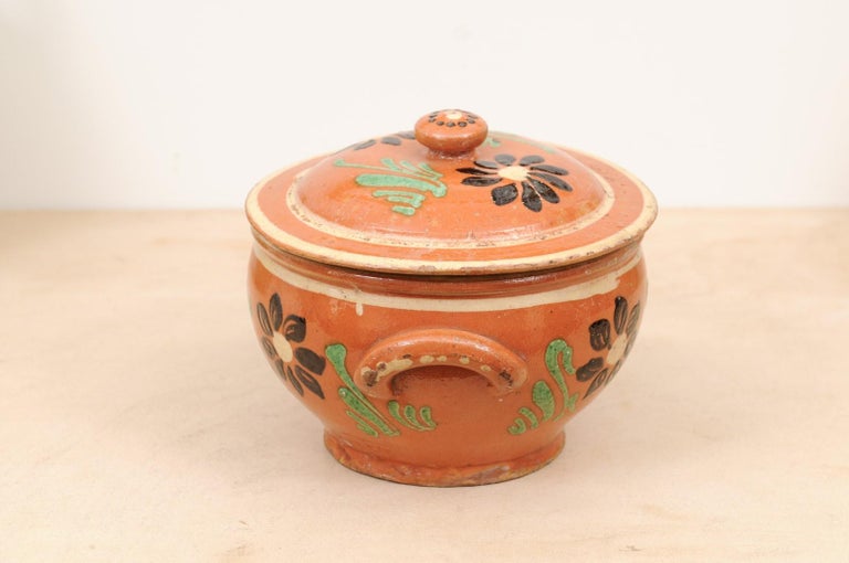 Rustic French 19th Century Glazed Terracotta Covered Baking Dish with ...