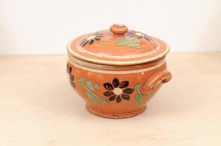 Rustic French 19th Century Glazed Terracotta Covered Baking Dish with ...